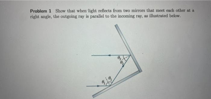 Solved Problem 1 Show that when' light reflects from two | Chegg.com