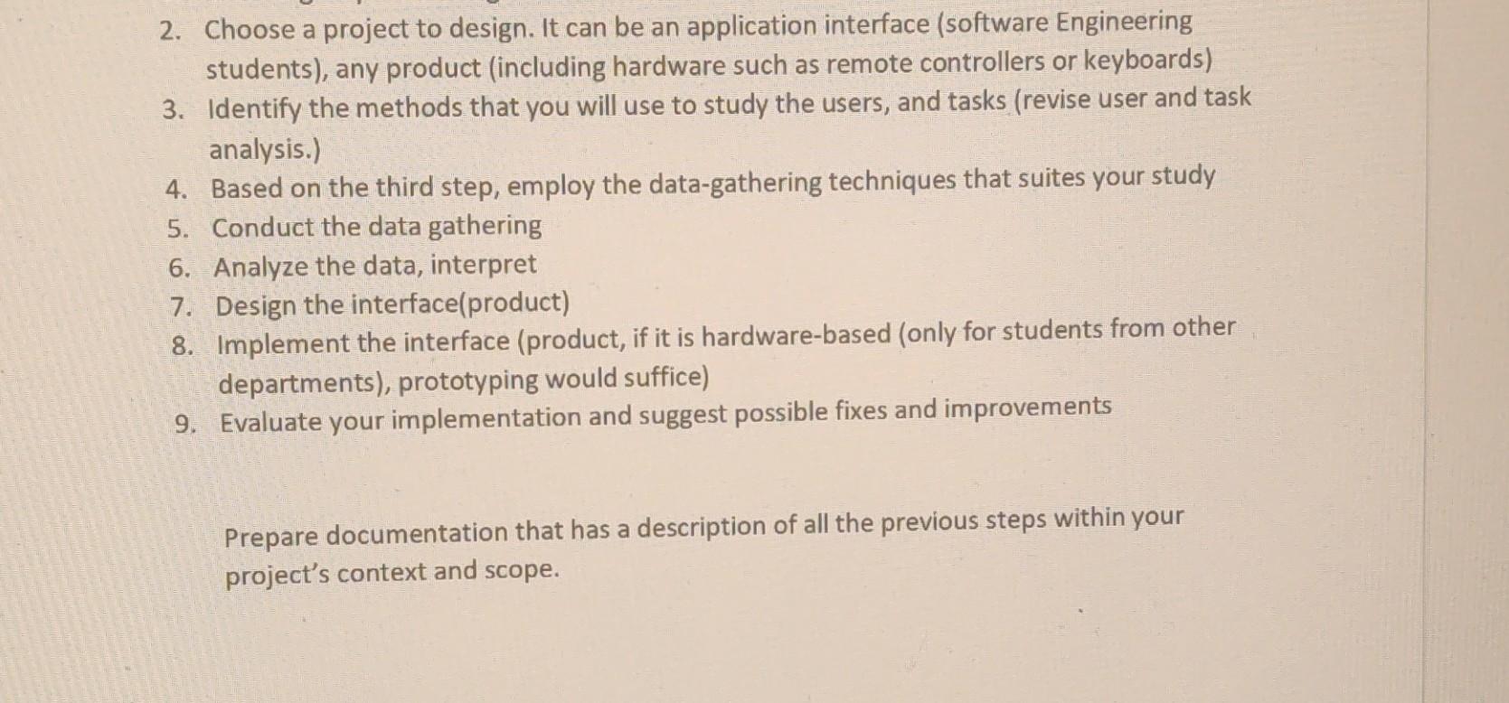 Solved 2. Choose a project to design. It can be an | Chegg.com