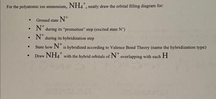 For the polyatomic ion ammonium, NH4+, neatly draw | Chegg.com