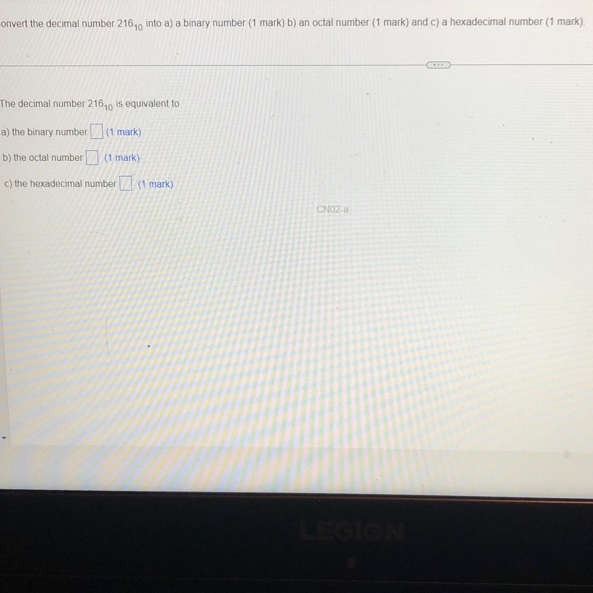 Solved onvert the decimal number 21610 ﻿into a) ﻿a binary | Chegg.com