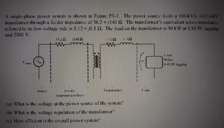 Solved A single-phase power system is shown in Figure P3-1. | Chegg.com