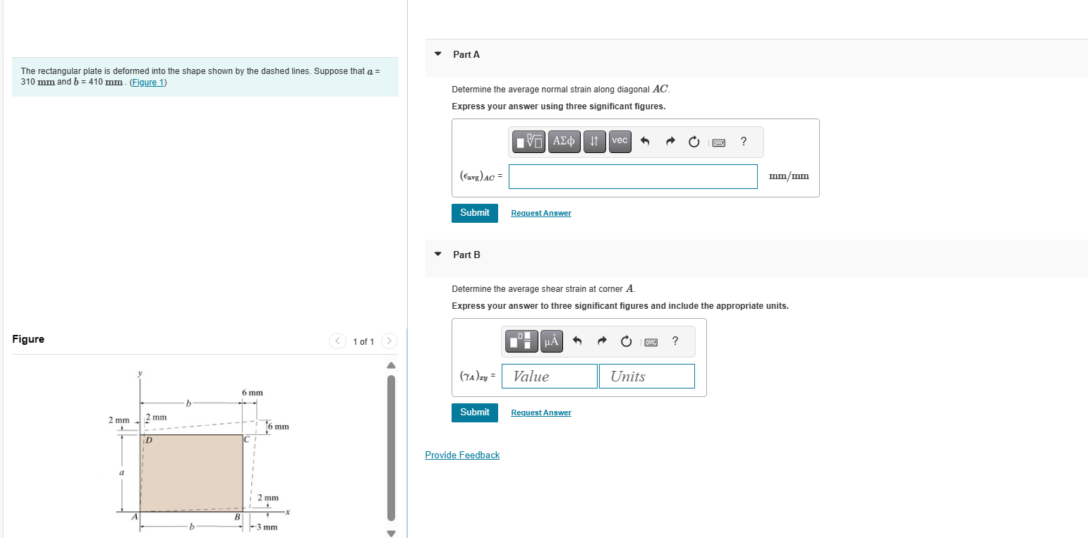 Solved The rectangular plate is deformed into the shape | Chegg.com