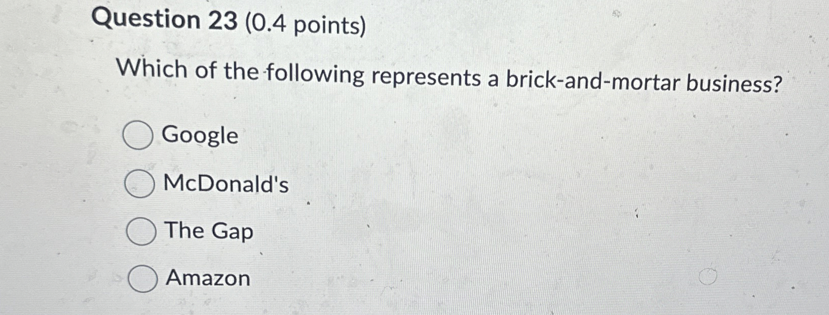 Solved Question 23 ( 0.4 ﻿points)Which of the following | Chegg.com