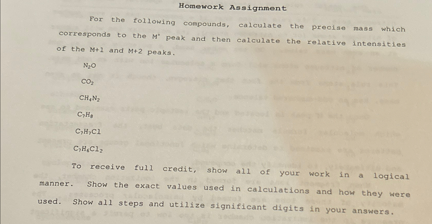 Solved Homework AssignmentFor the following compounds, | Chegg.com