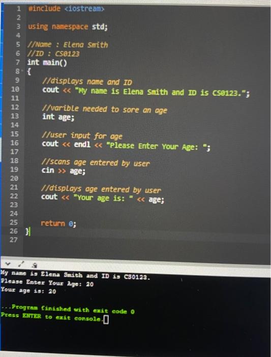Solved 1 #include 3 using namespace std; 4 5 // Name : | Chegg.com