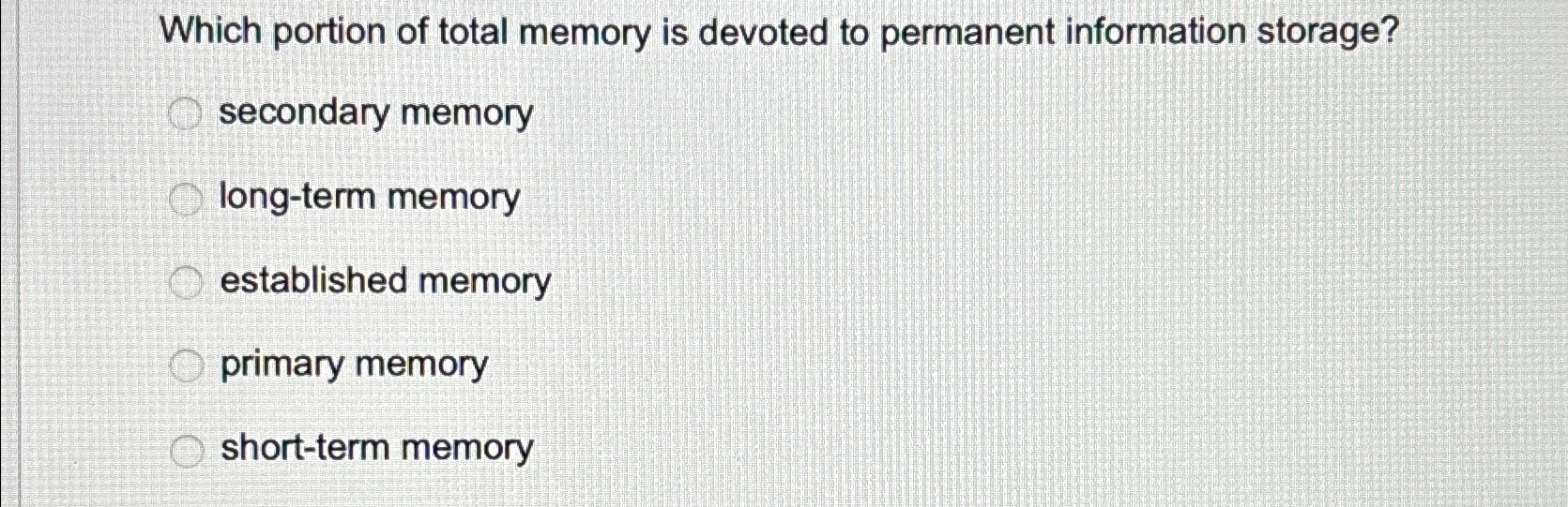 Solved Which portion of total memory is devoted to permanent | Chegg.com