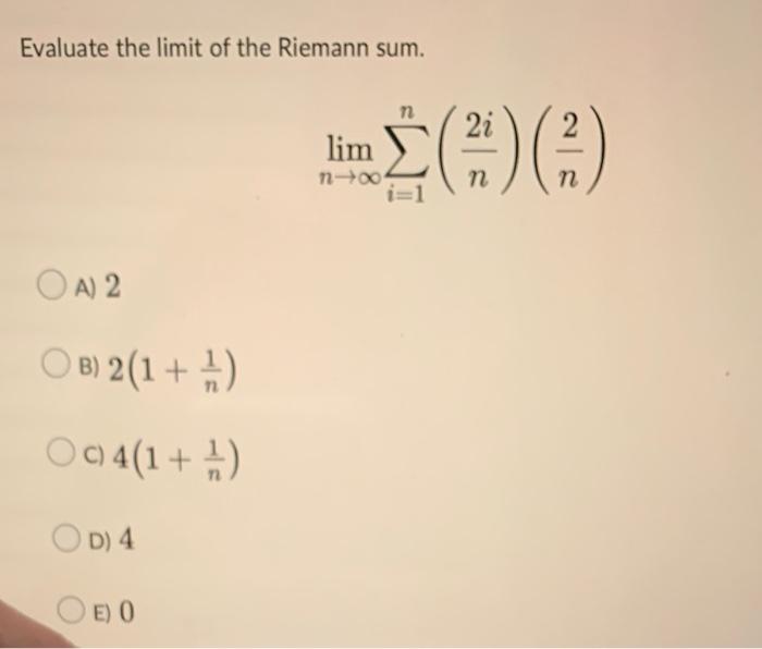 Solved Evaluate the limit of the Riemann sum. | Chegg.com