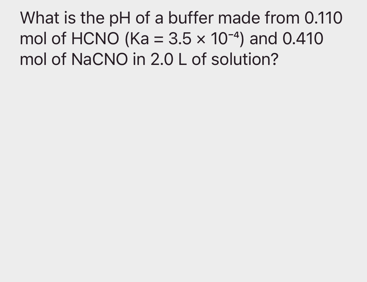 Solved What is the pH ﻿of a buffer made from 0.110 ﻿mol of | Chegg.com