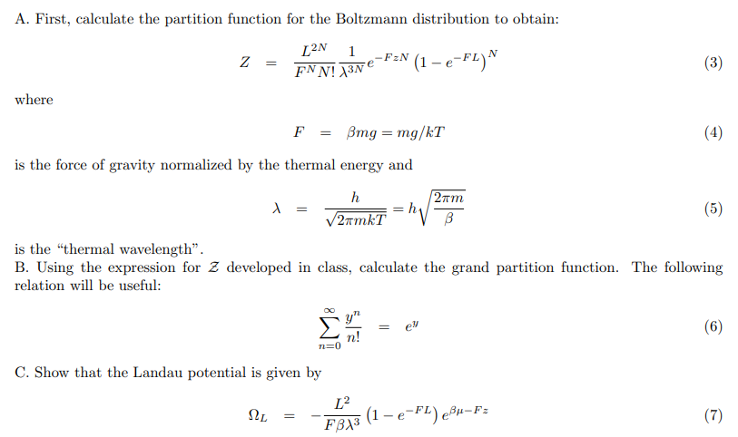 A. ﻿First, calculate the partition function for the | Chegg.com