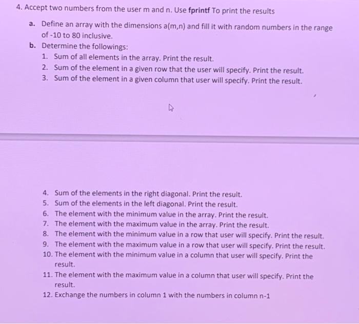 Solved 4. Accept two numbers from the user m and n. Use | Chegg.com