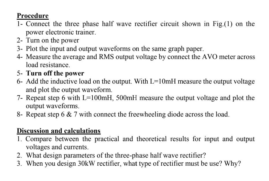Solved Experiment No.7 Three-Phase half wave Uncontrolled | Chegg.com