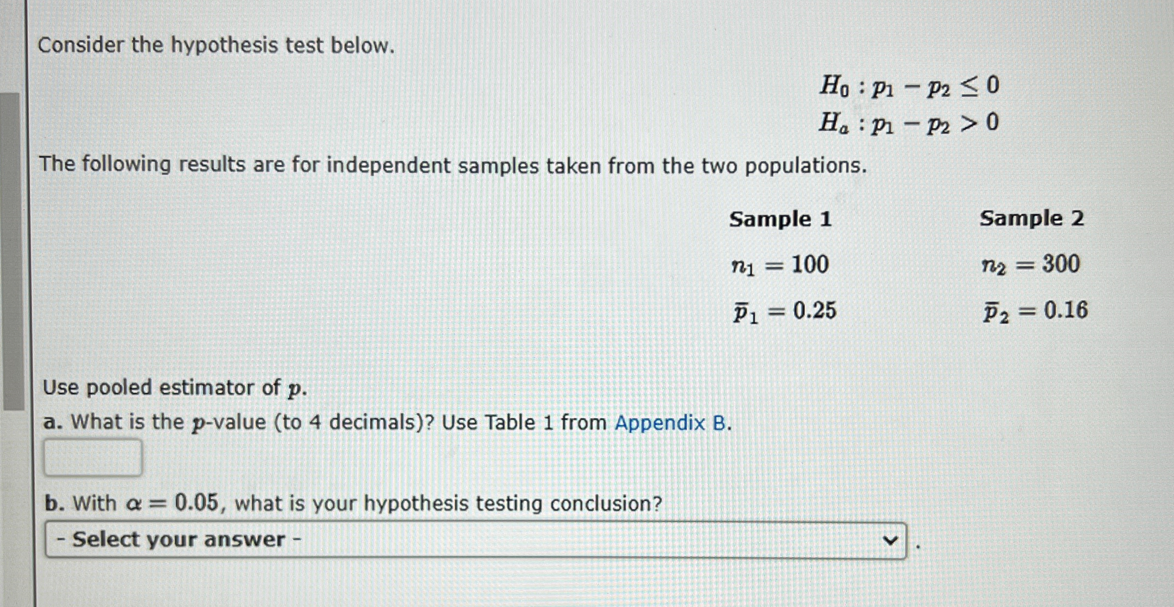 Solved Consider the hypothesis test | Chegg.com