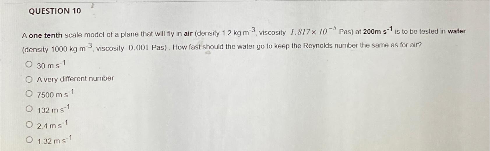 Solved QUESTION 10A one tenth scale model of a plane that | Chegg.com