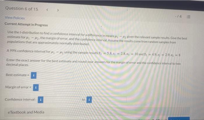 Solved a Question 5 of 15 /4 E View Policies Current Attempt | Chegg.com