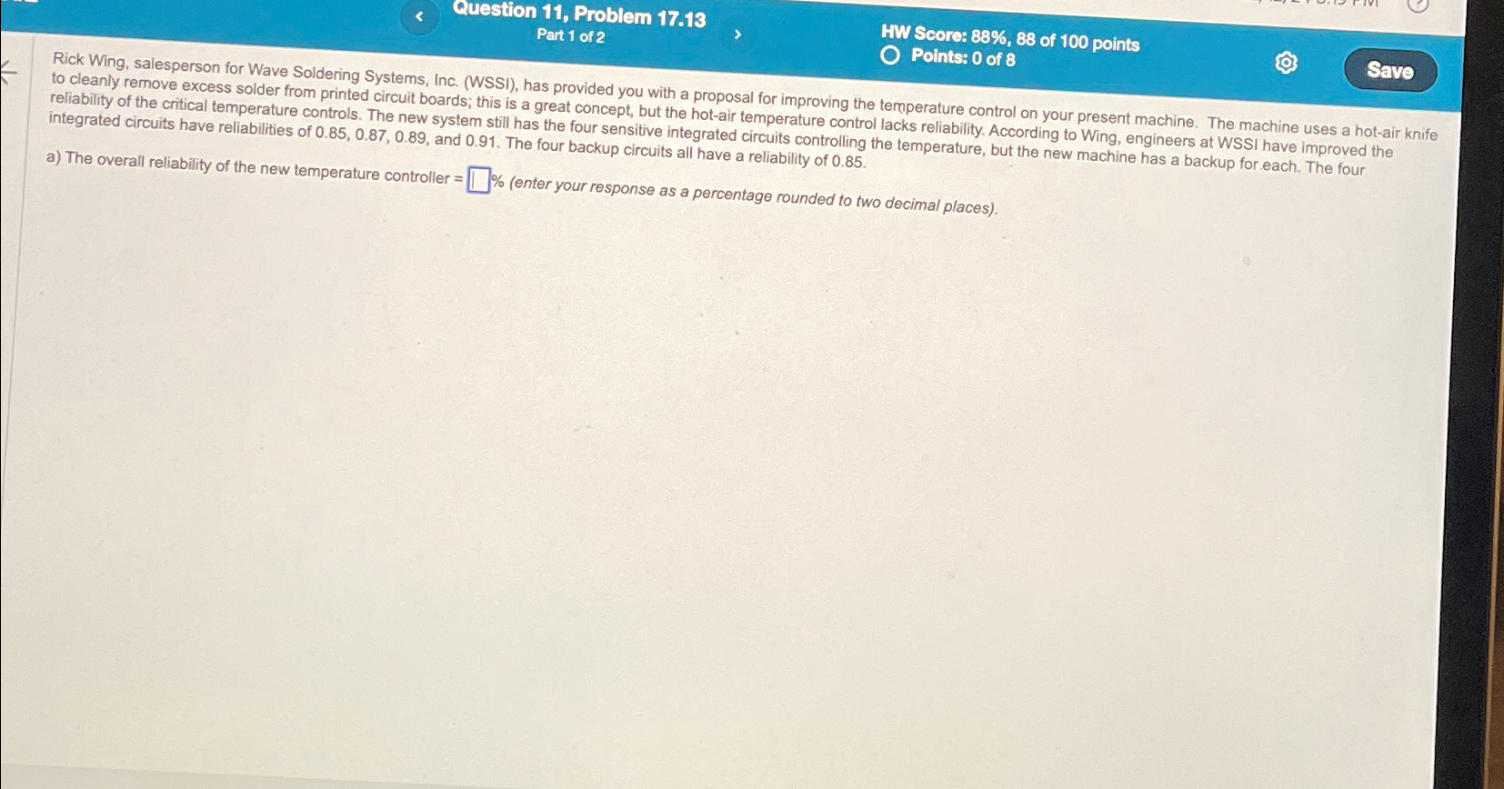 Solved Question 11, Problem 17.13Part 1 of 2HW Score: | Chegg.com Solved Question 11, Problem 17.13Part 1 of 2HW Score: | Chegg.com