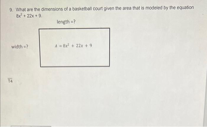 Solved 9. What are the dimensions of a basketball court | Chegg.com