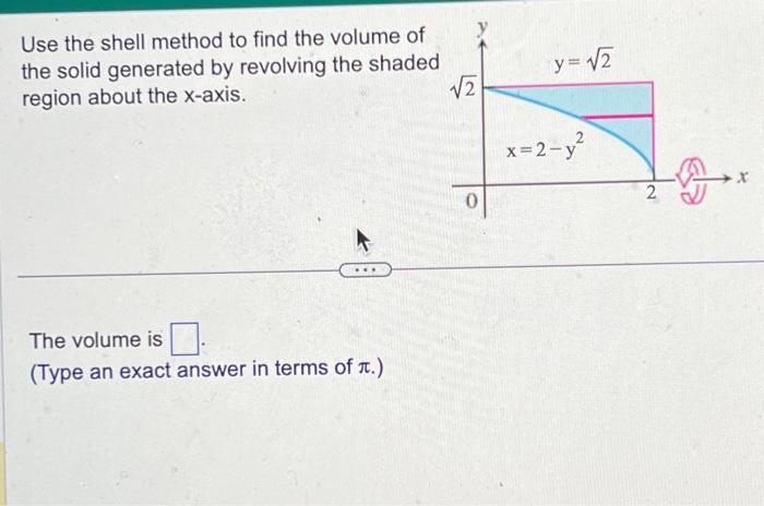 Solved Use the shell method to find the volume of the solid | Chegg.com
