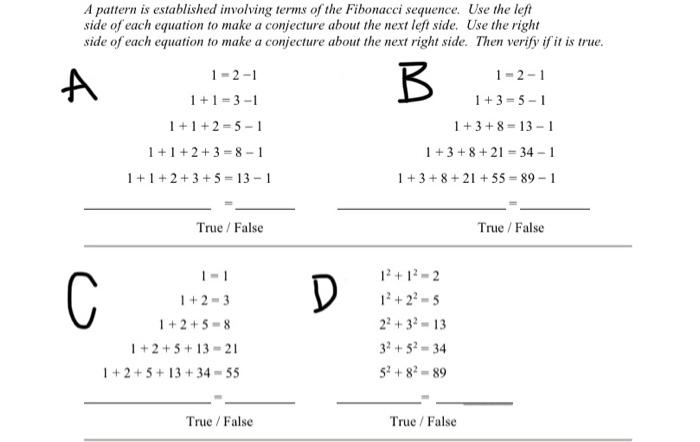 Solved A pattern is established involving terms of the | Chegg.com
