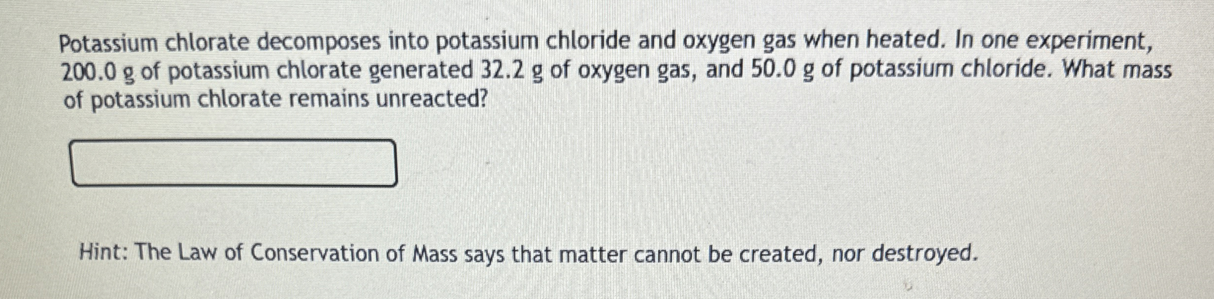 Solved Potassium chlorate decomposes into potassium chloride | Chegg.com