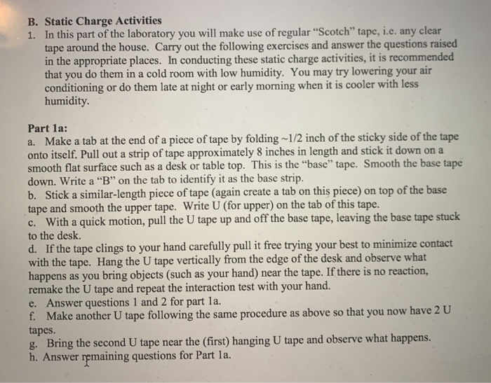 Solved B. Static Charge Activities 1. In this part of the | Chegg.com