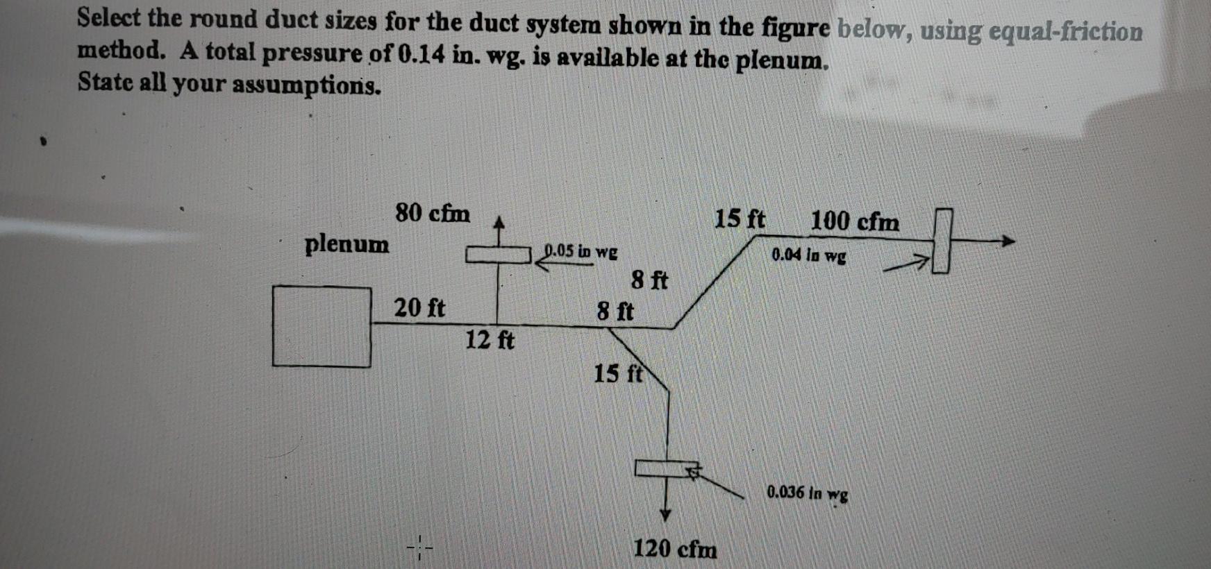 Select The Round Duct Sizes For The Duct System Shown