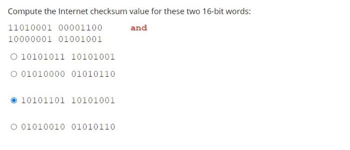 Solved Compute the Internet checksum value for these two | Chegg.com