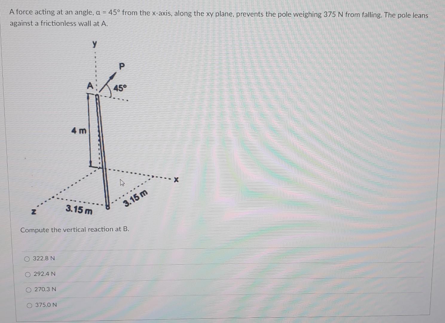 Solved A force acting at an angle, a = 45° from the x-axis, | Chegg.com