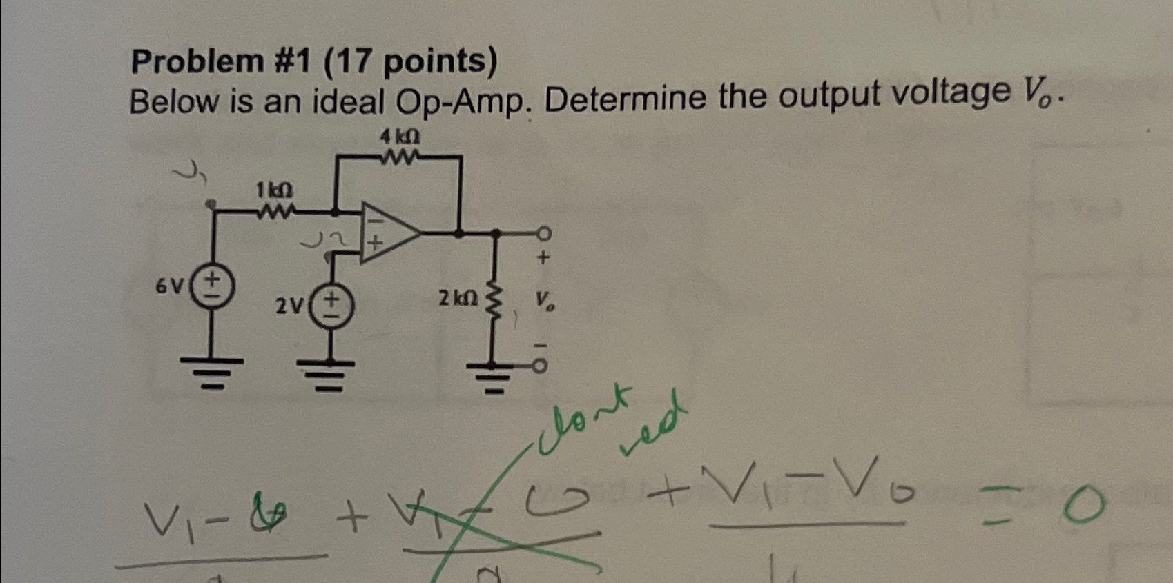 Solved Problem #1 (17 ﻿points)Below is an ideal Op-Amp. | Chegg.com