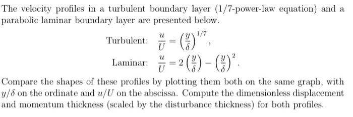Solved The velocity profiles in a turbulent boundary layer | Chegg.com