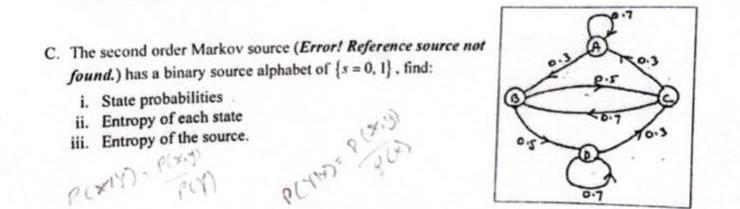 Solved C. The second order Markov source (Errort Reference | Chegg.com