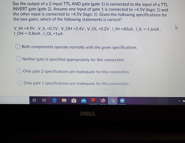 Solved Say the output of a 2-input TTL AND gate (gate 1) is | Chegg.com