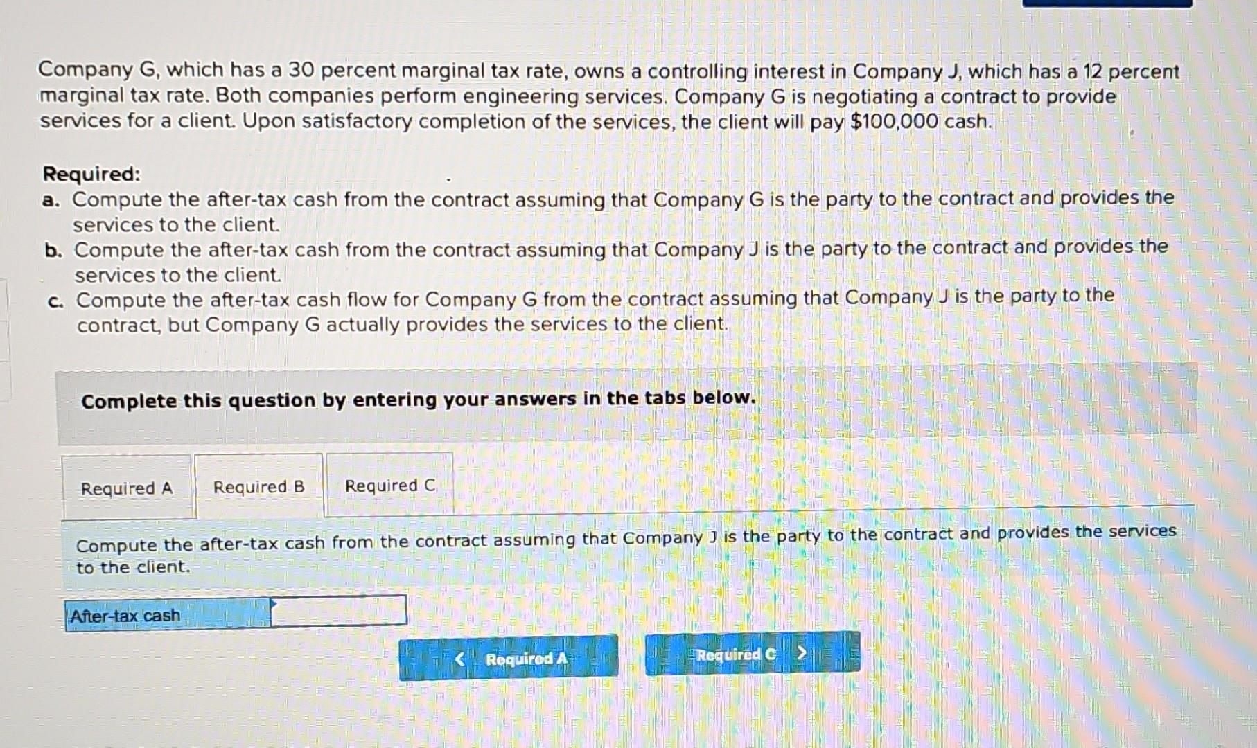 Solved Company G, which has a 30 percent marginal tax rate, | Chegg.com