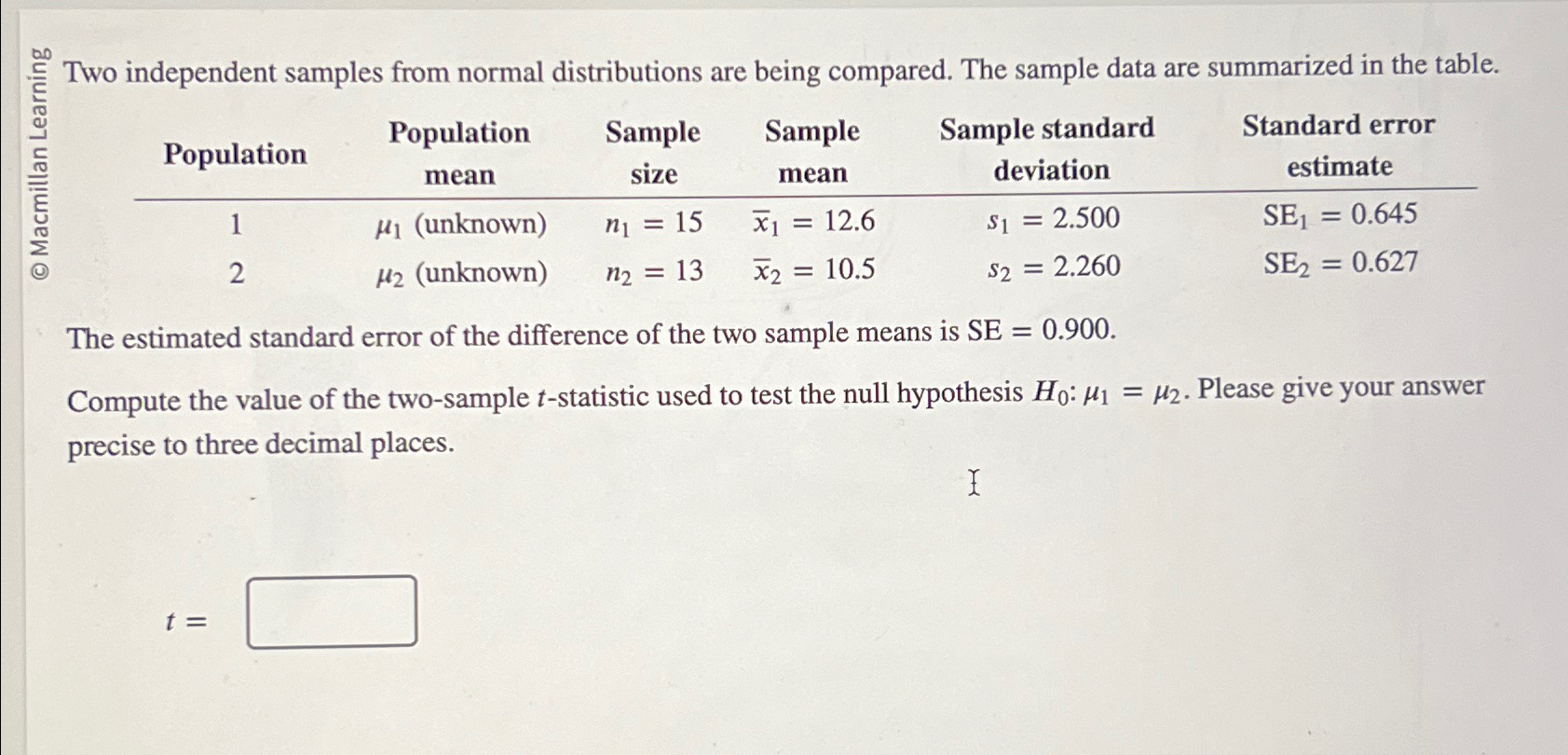 Solved C Do ﻿Two independent samples from normal | Chegg.com