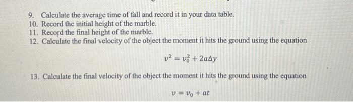 Solved Average fall time : 0.35s intial height : Y = 125.cm | Chegg.com