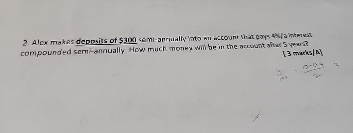 Solved Alex makes deposits of $300 ﻿semi-annually into an | Chegg.com