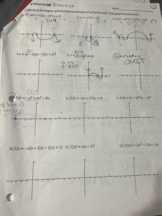 Solve these pleaseState the zeros, the degree, and | Chegg.com