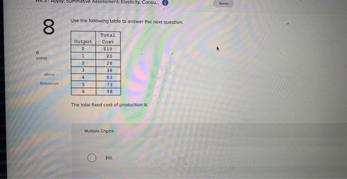 Solved Use the following table to answer the next question. | Chegg.com