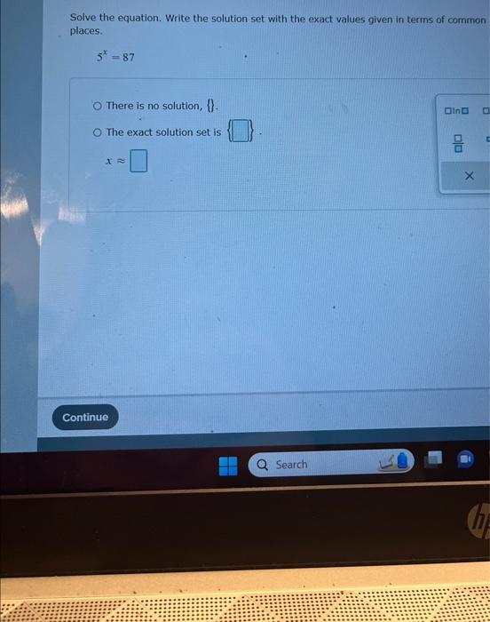 Solved Solve the equation. Write the solution set with the | Chegg.com