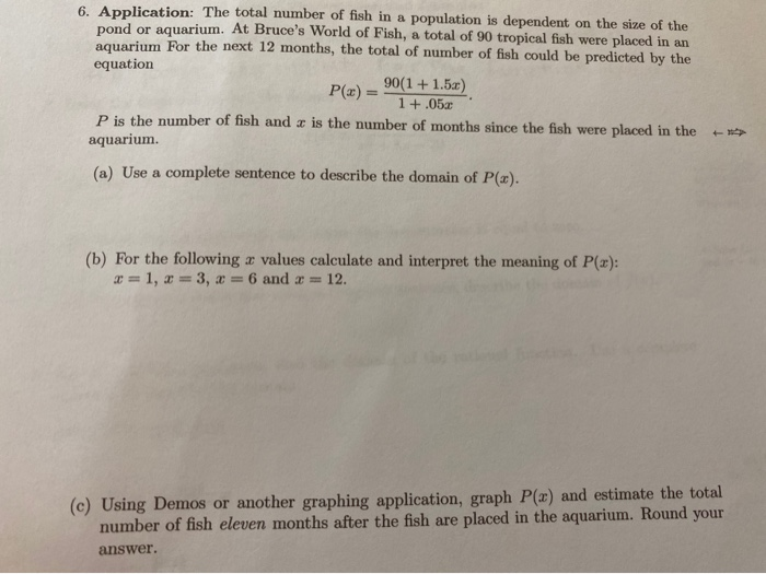 Solved 6. Application: The total number of fish in a | Chegg.com