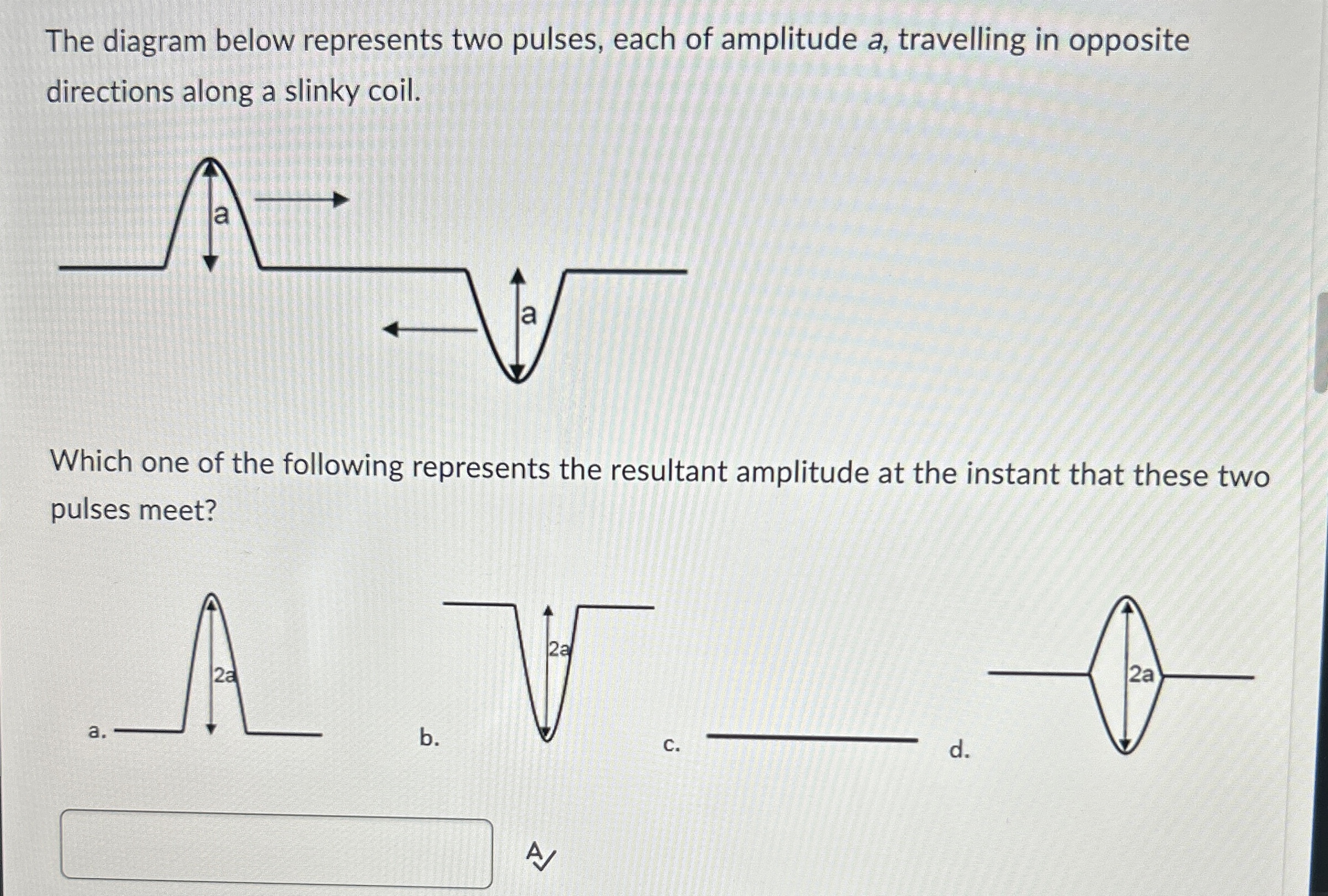Solved The diagram below represents two pulses, each of | Chegg.com