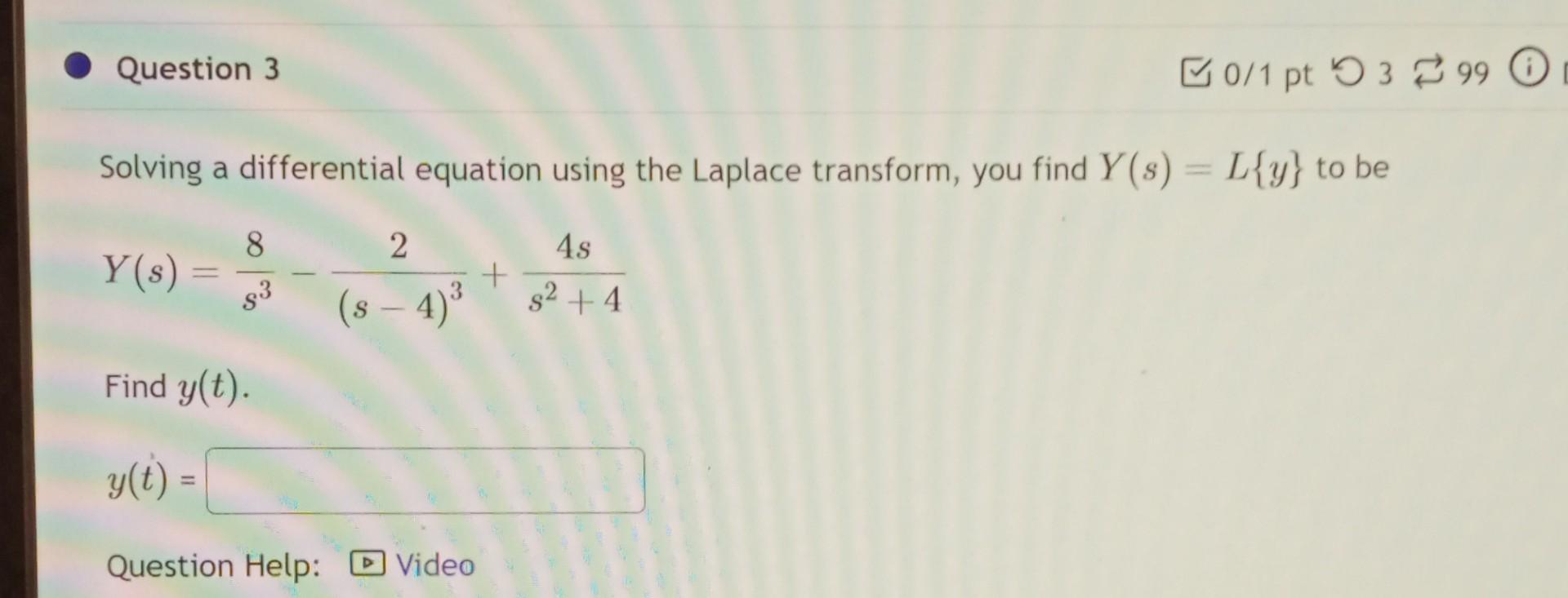 Solved Solving a differential equation using the Laplace | Chegg.com