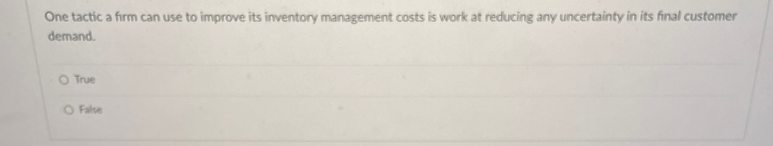 Solved One tactic a firm can use to improve its inventory | Chegg.com