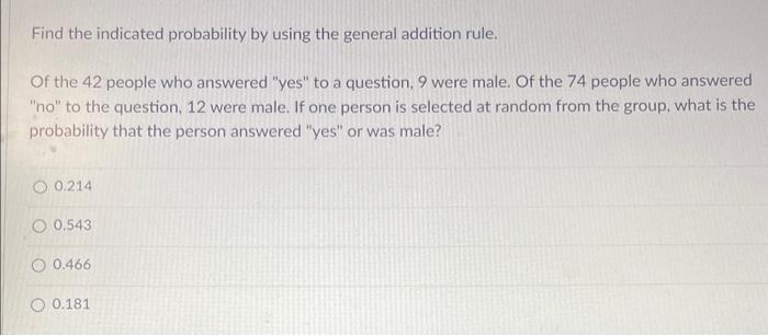 Solved Find the indicated probability by using the general | Chegg.com