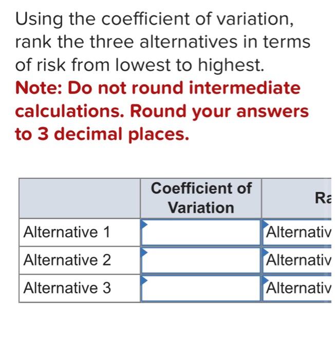 Solved Alternative 1 Outcomes Probability | Chegg.com