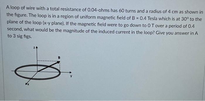 Solved (8) A loop of wire with a total resistance of | Chegg.com