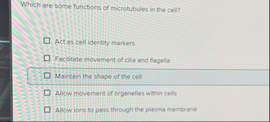 Solved Which are some functions of microtubules in the | Chegg.com