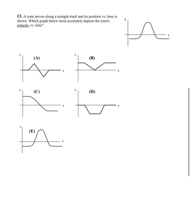 Solved 13. A train moves along a straight track and its | Chegg.com