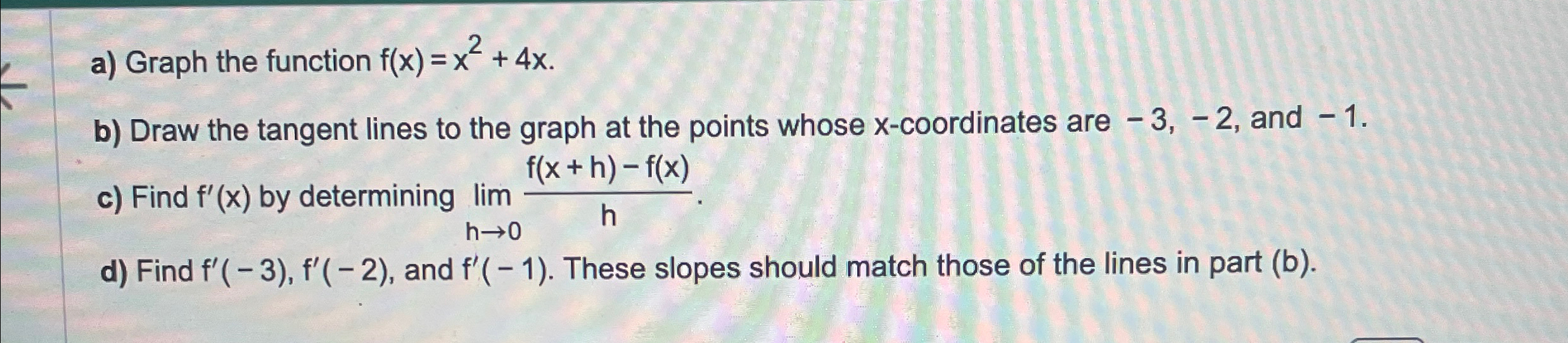 Solved a) ﻿Graph the function f(x)=x2+4x.b) ﻿Draw the | Chegg.com