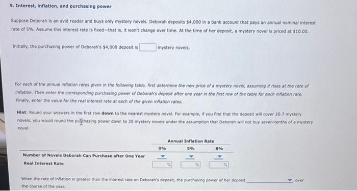 Solved 5. Interest, inflation, and purchasing power Suppose | Chegg.com