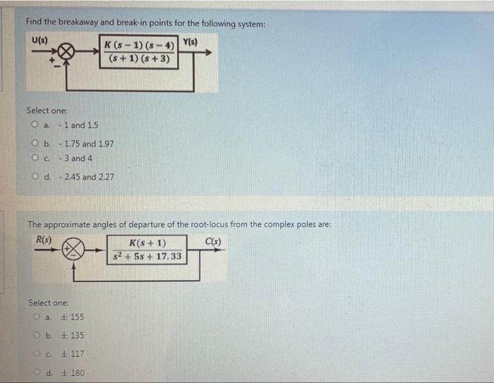 Solved Find the breakaway and break-in points for the | Chegg.com